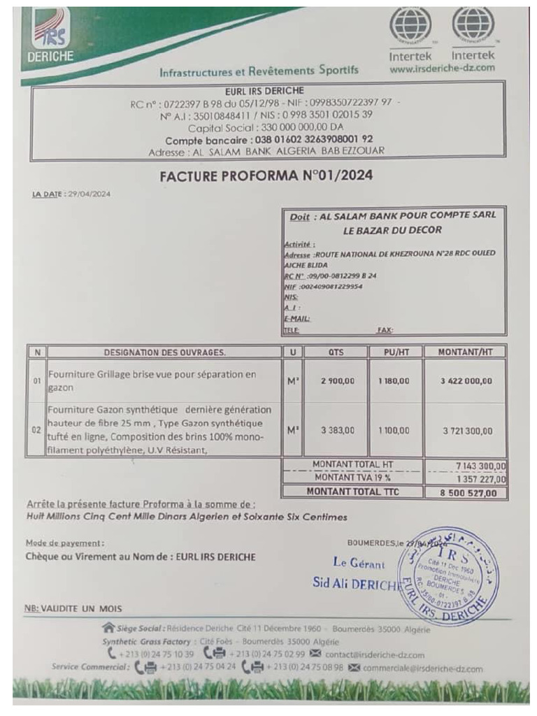 Facture Proforma Deriche | PDF
