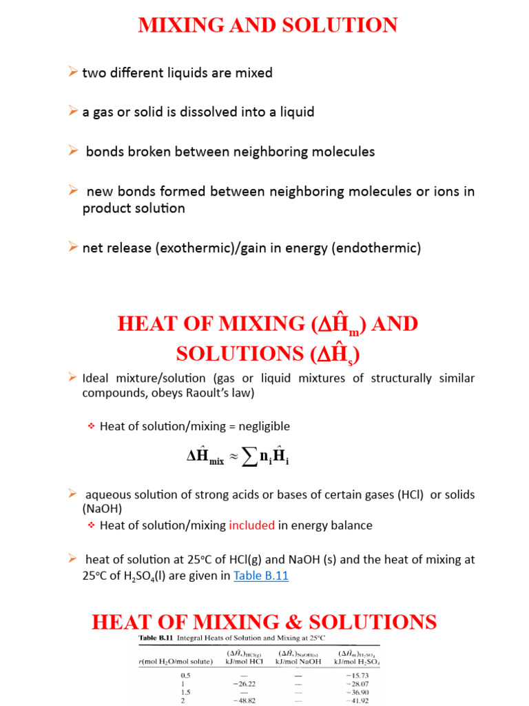 Heat of Mixing and Solutions Explained | PDF | Branches Of ...