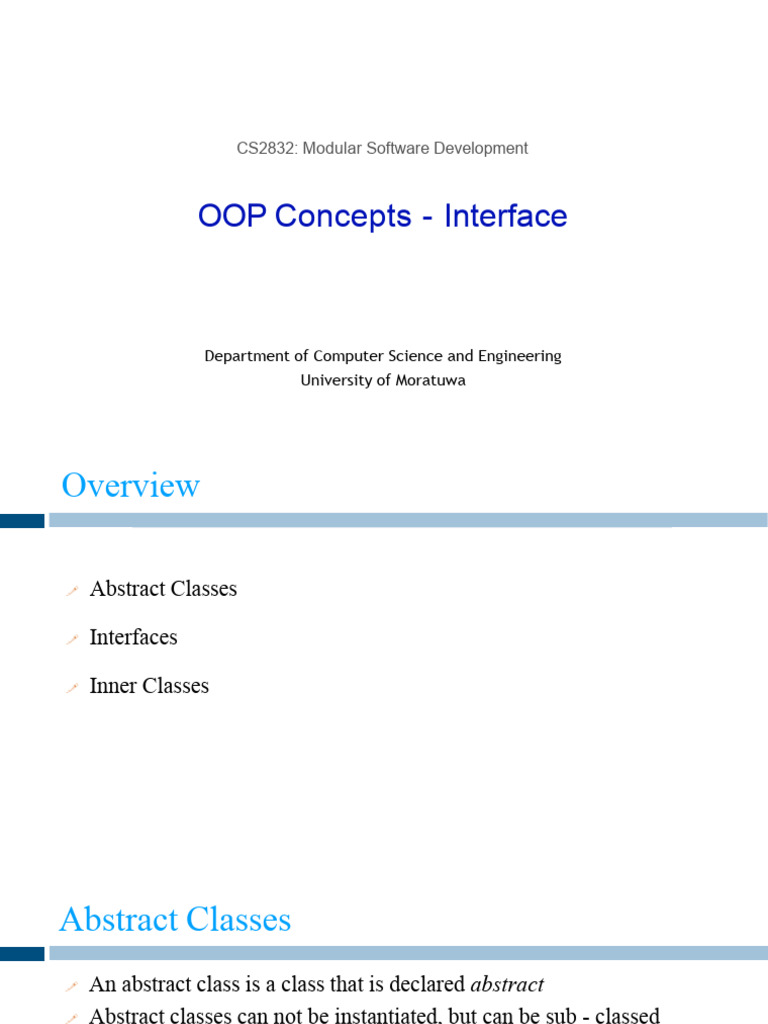 Lecture 4 - Interfaces | PDF | Class (Computer Programming) | Method ... Lecture 4 - Interfaces | PDF | Class (Computer Programming) | Method ...