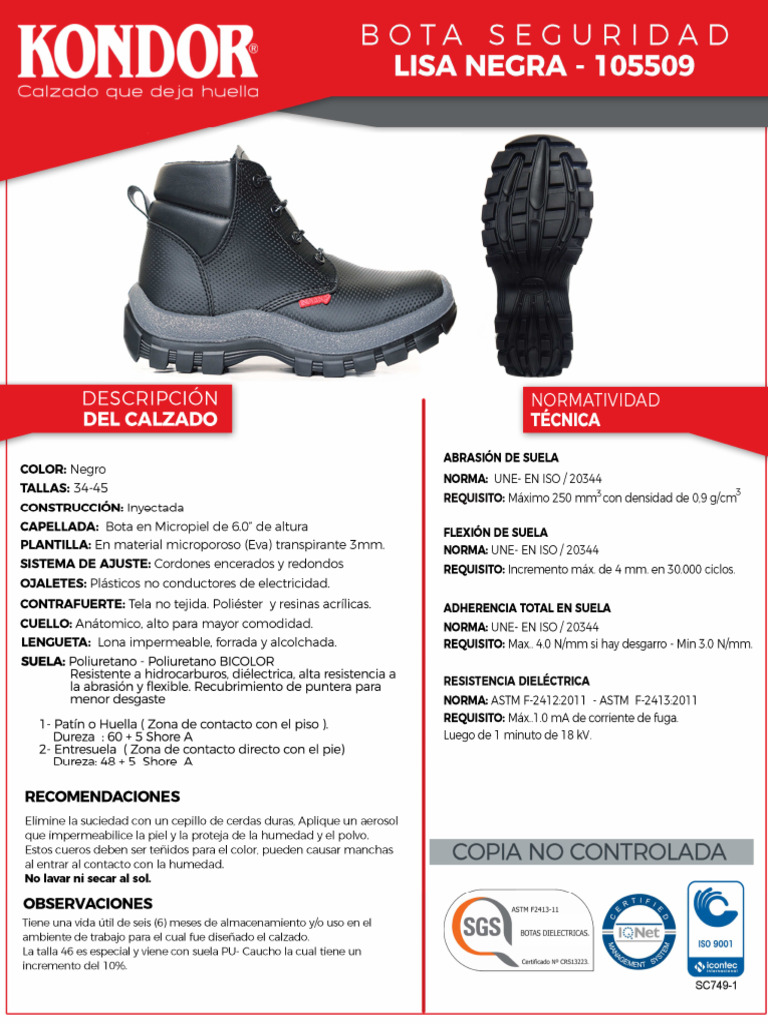 Ficha Calzado de Seguridad | PDF