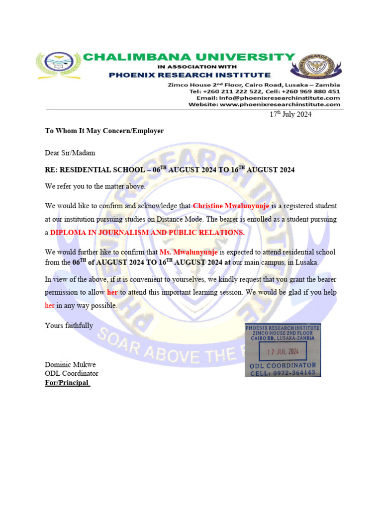Permission Letter Print | PDF