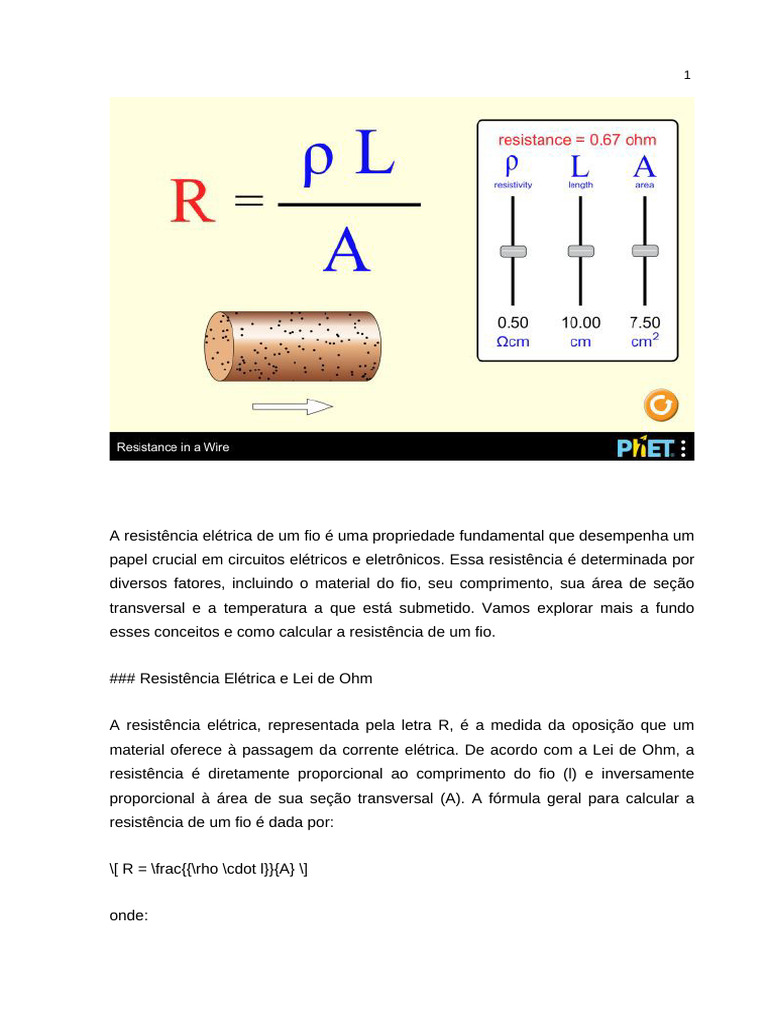 Aula Fsica | PDF | Resistividade elétrica e condutividade | Resistência elétrica e condutividade
