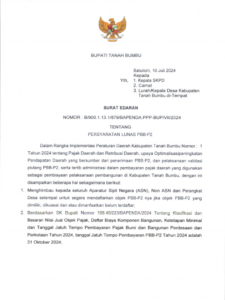 Surat Edaran PBB 2024 | PDF