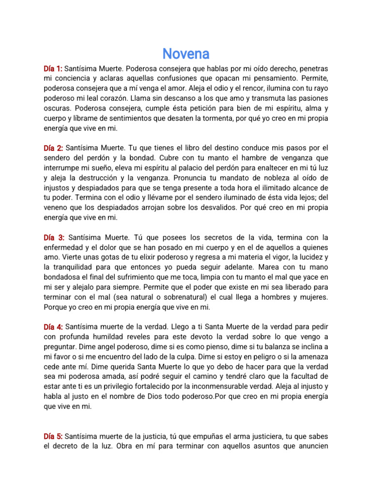 Novena 1 | PDF | Salud y bienestar