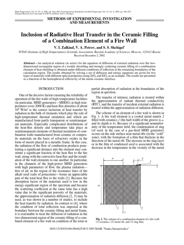 Inclusion of Radiative Heat Transfer in The Ceramic Filling of A ...