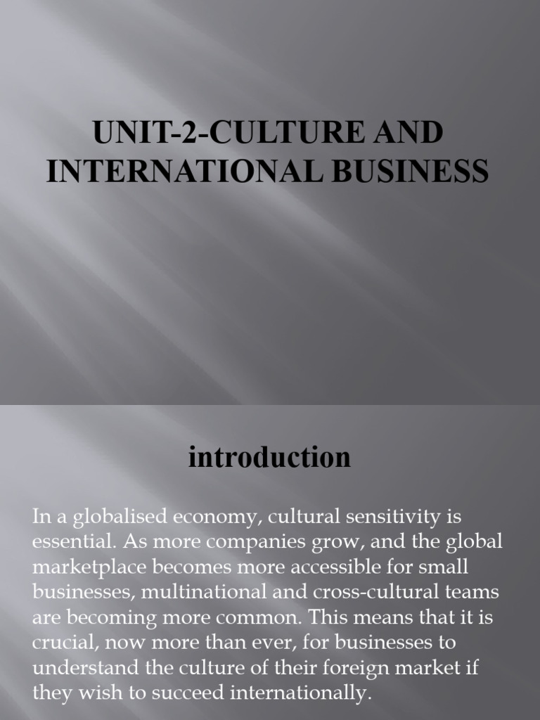 Unit-2-Culture and International Business | PDF | Government | Common Law