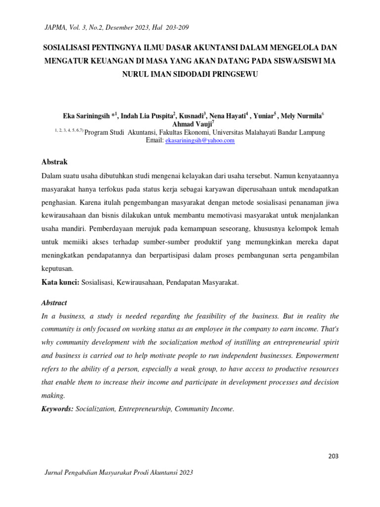 Sosialisasi Pentingnya Ilmu Dasar Akuntansi Dalam Mengelola Dan Mengatur Keuangan Di Masa Yang ...