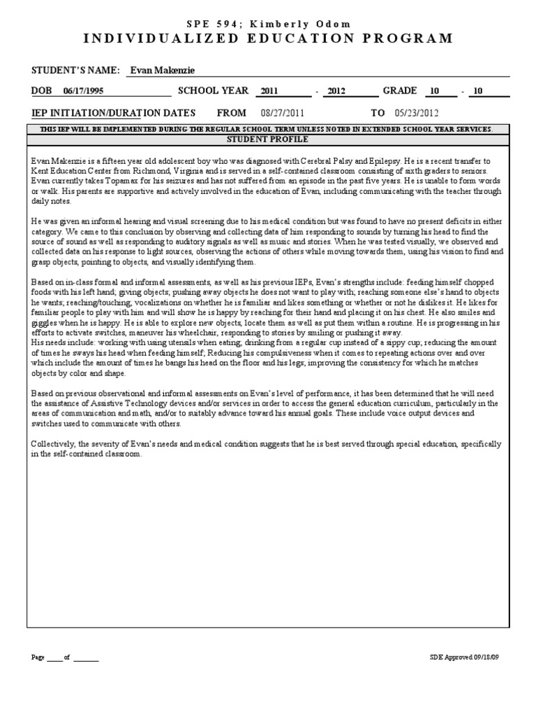 Individualized Education Program | PDF | Individualized Education ...