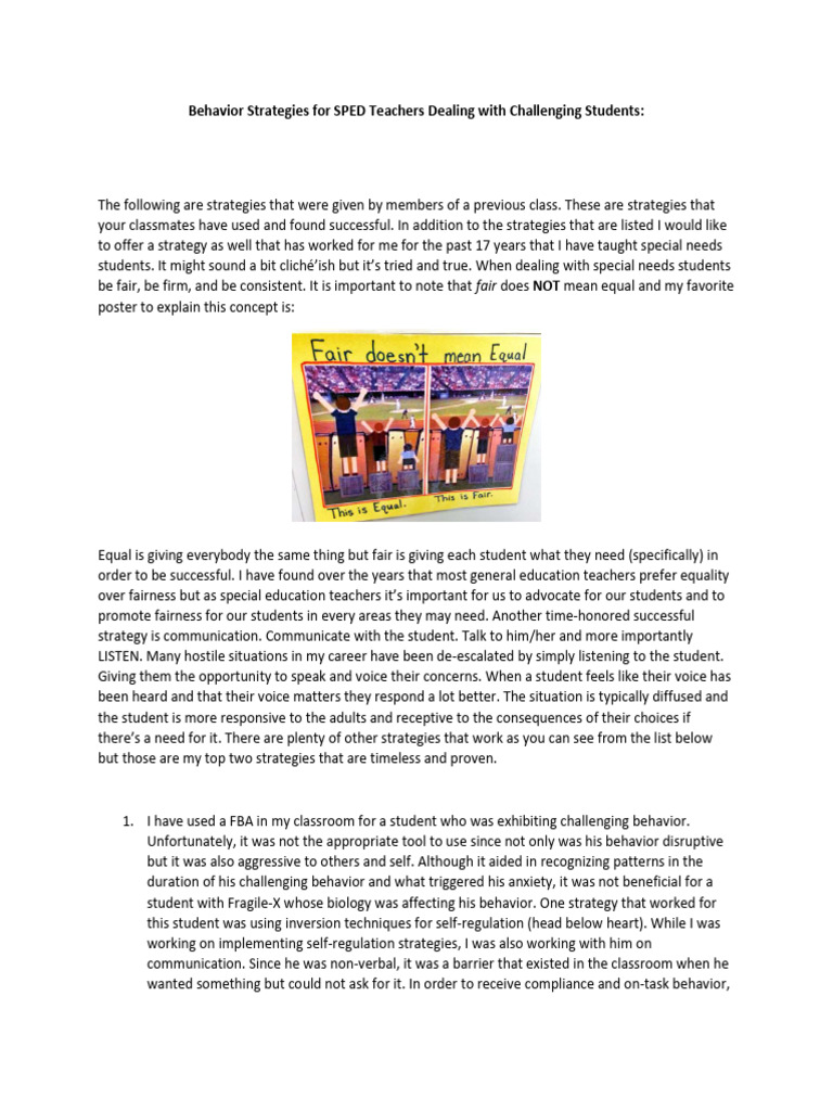 Behavior Advice For SPED Teachers | PDF | Teachers | Classroom