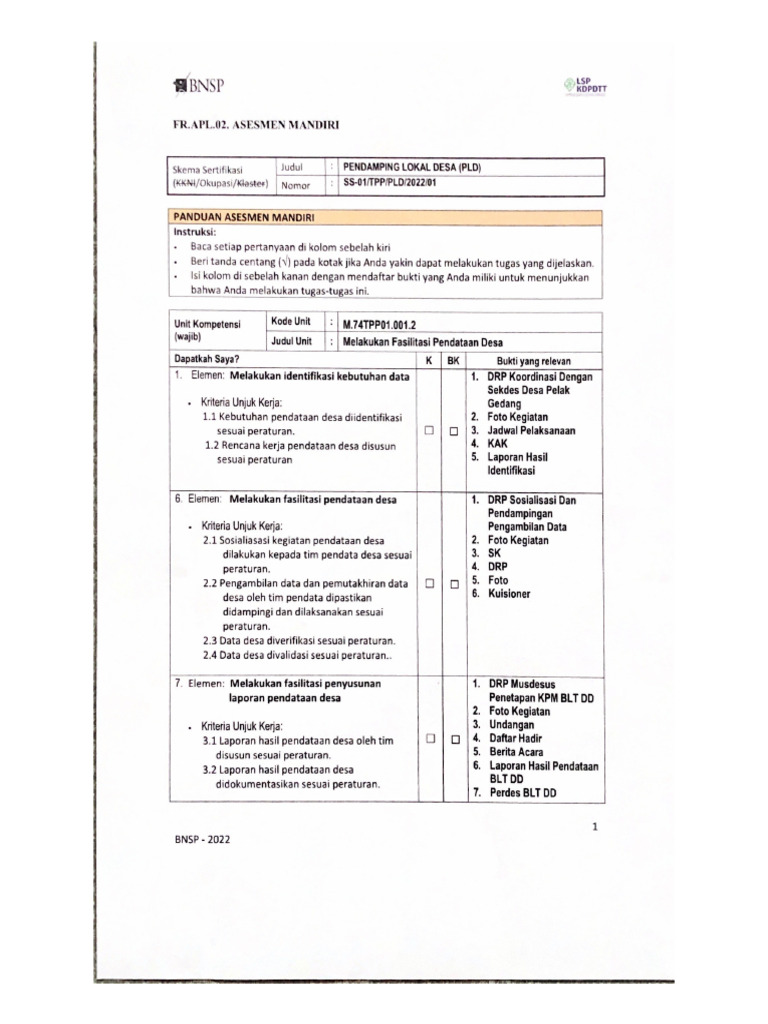 FR - Apl.02. Asesmen Mandiri | PDF