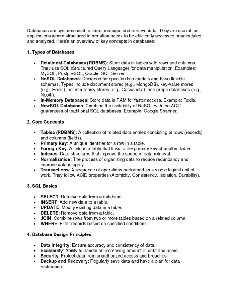 Databases Note | PDF | Databases | Sql Databases Note | PDF | Databases | Sql