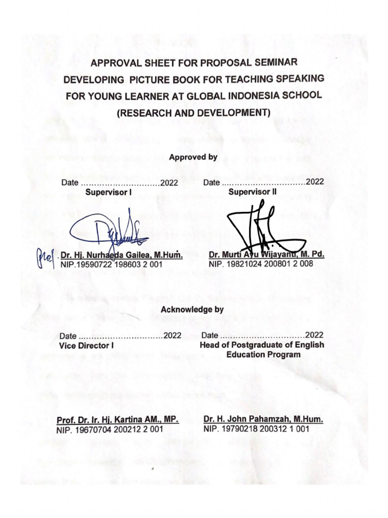 Approval Sheet For Proposal Seminar | PDF