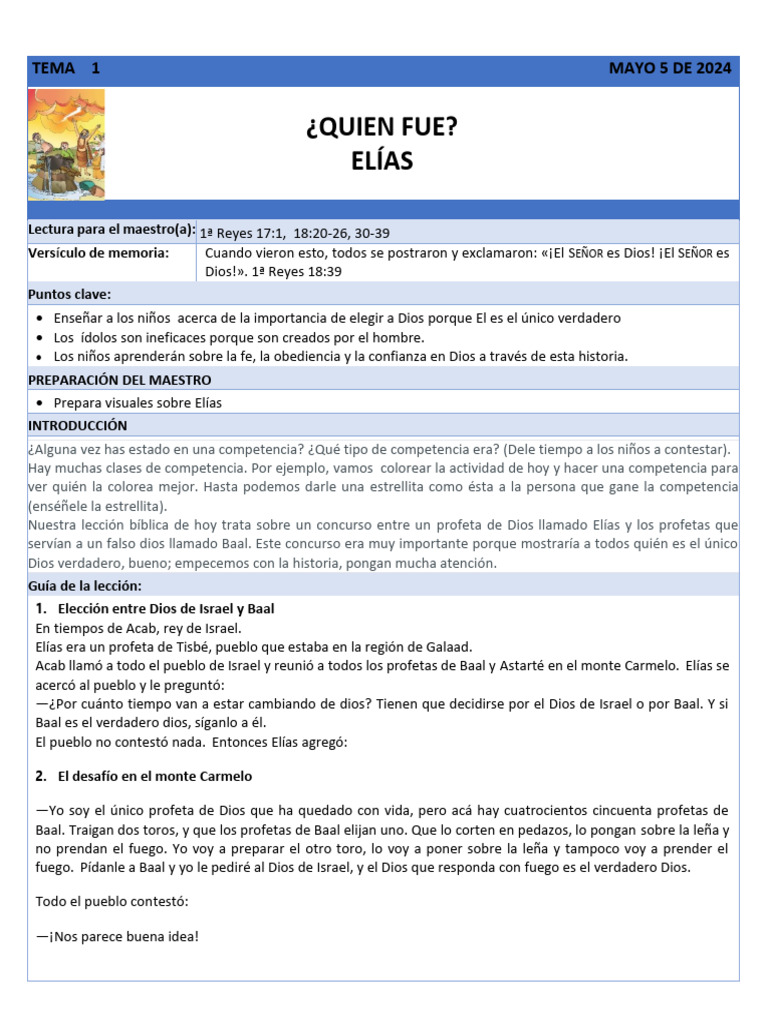 Tema 1. Elias | PDF | Elijah | Oración