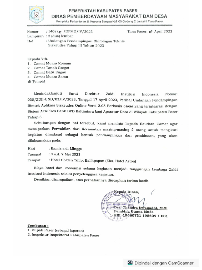 Surat Undangan Pendampingan Bimtek Kecamatan Tahap III | PDF