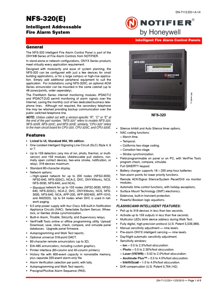 NFS-320 Datasheet | PDF | Computing | Electronics