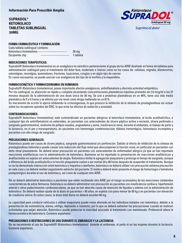 Supradol Sublingual | PDF | Droga anti-inflamatoria libre de esteroides ...