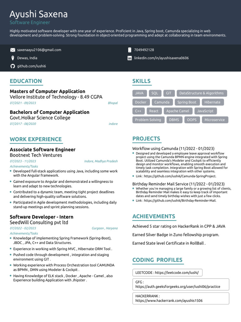 Ayushi's Resume | PDF | Software | Software Development