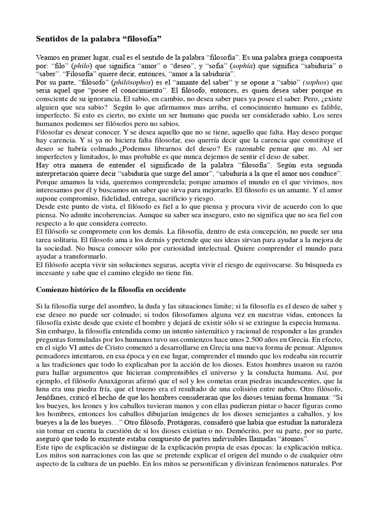 Significado y origen de la filosofía | PDF | Sabiduría | Amor