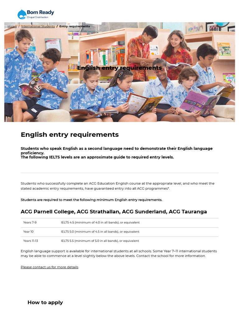 Entry Requirements For International Student - ACG Schools | PDF ...