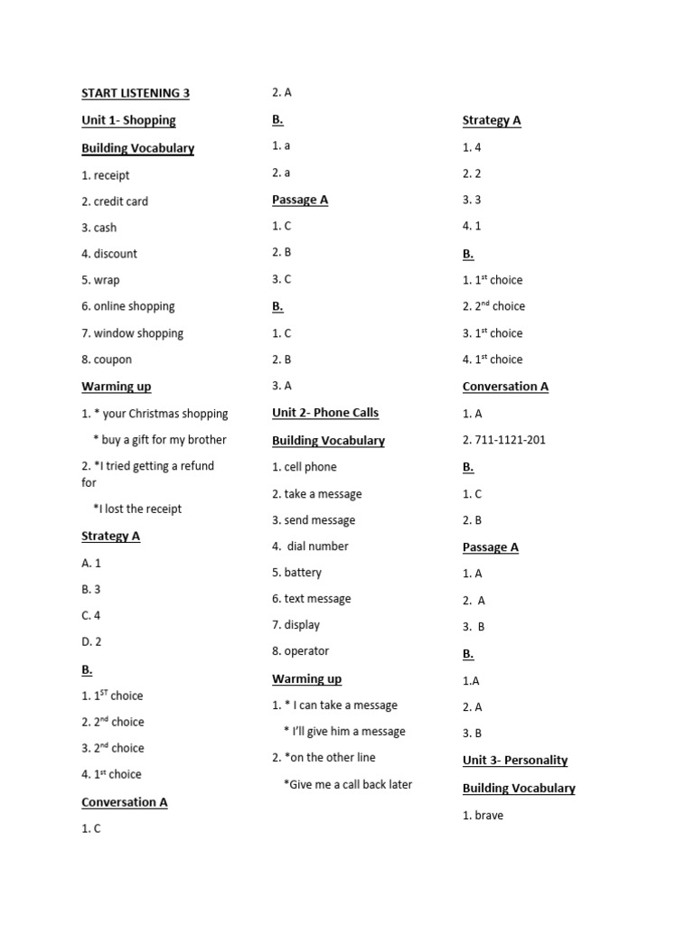 Start Listening 3 - Answer Key | PDF | Comet | Outer Space