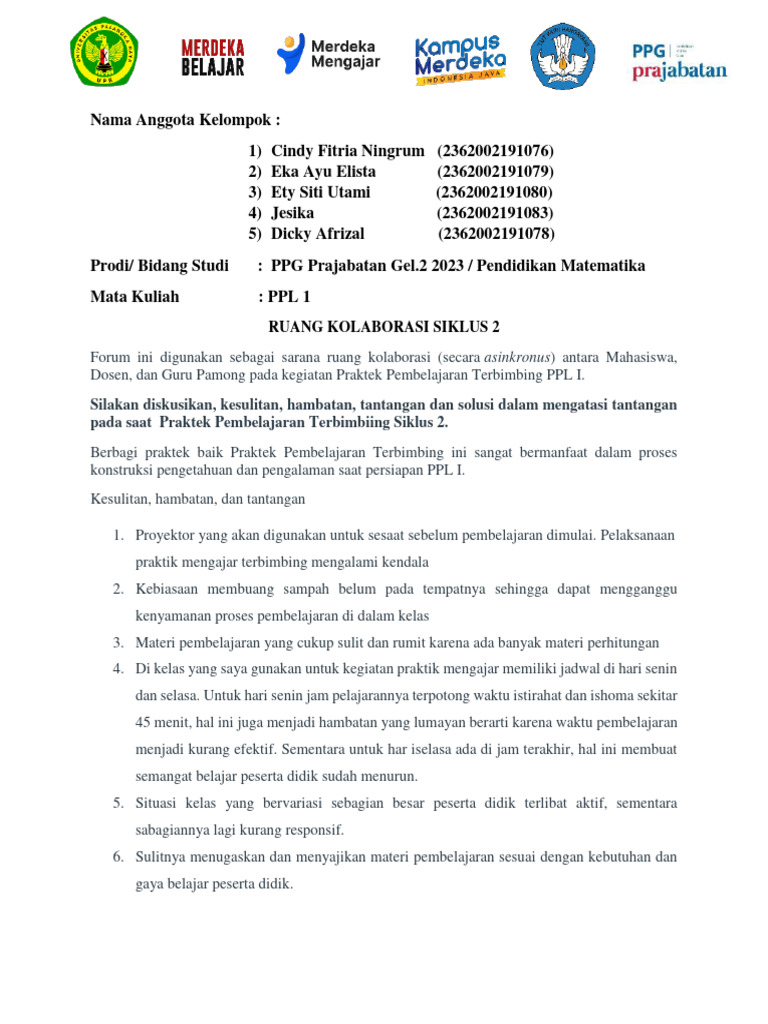 Topik 4 - Ruang Kolaborasi - PPL1 Siklus 2 | PDF | Karier & Perkembangan