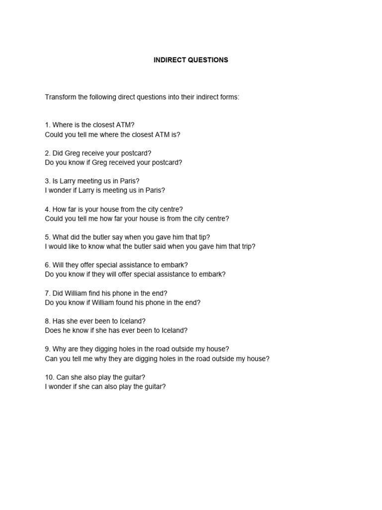 Indirect Questions | PDF