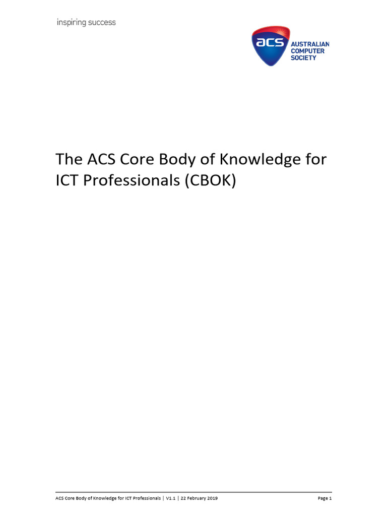 ACS Core Body of Knowledge For ICT Professionals V1.2 | PDF ...