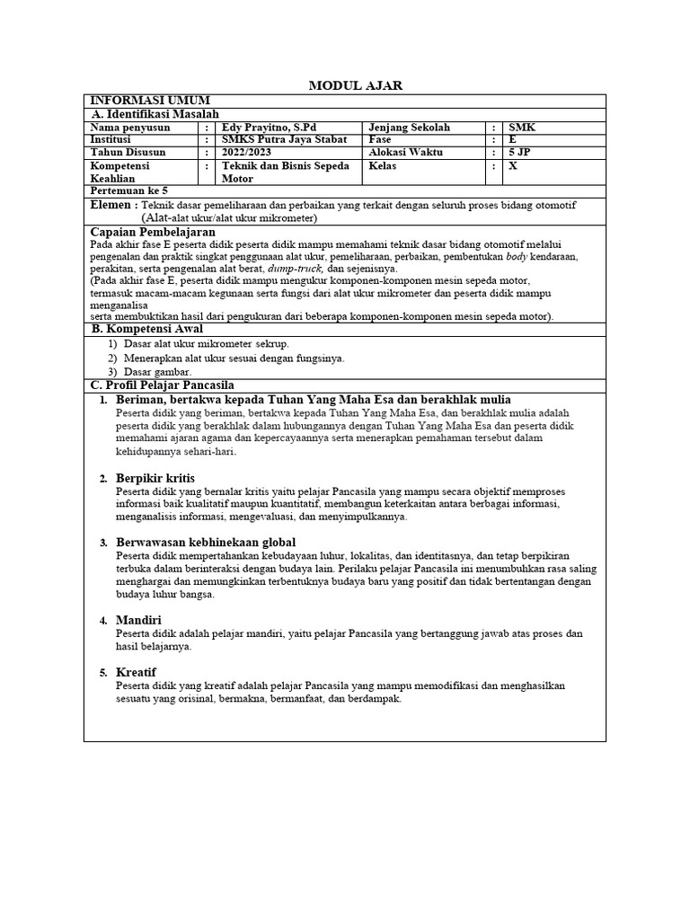 Modul 5 Ajar Teknik Pemeliharaan | PDF