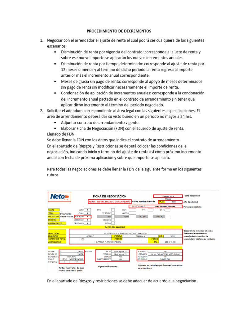 Procedimiento de Decrementos | PDF