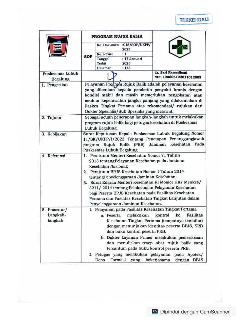 3.7.2 Sop Rujuk Balik | PDF