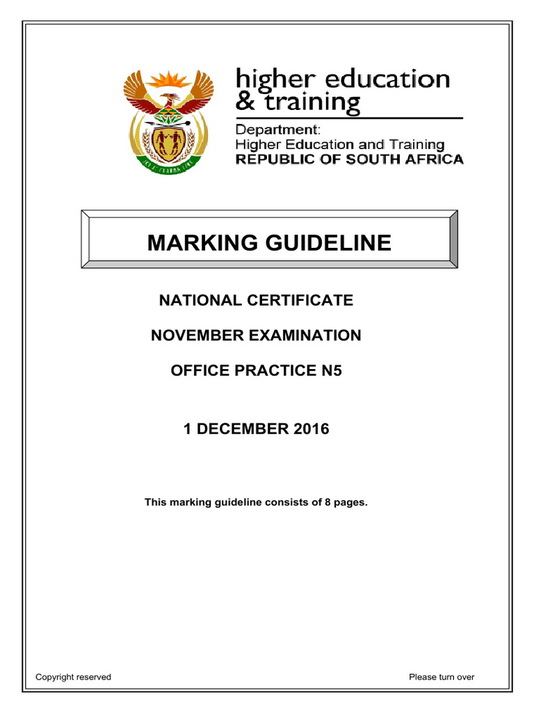 N5-Office-Practice-November-2016-Memorandum.pdf | PDF | Insurance | Cheque