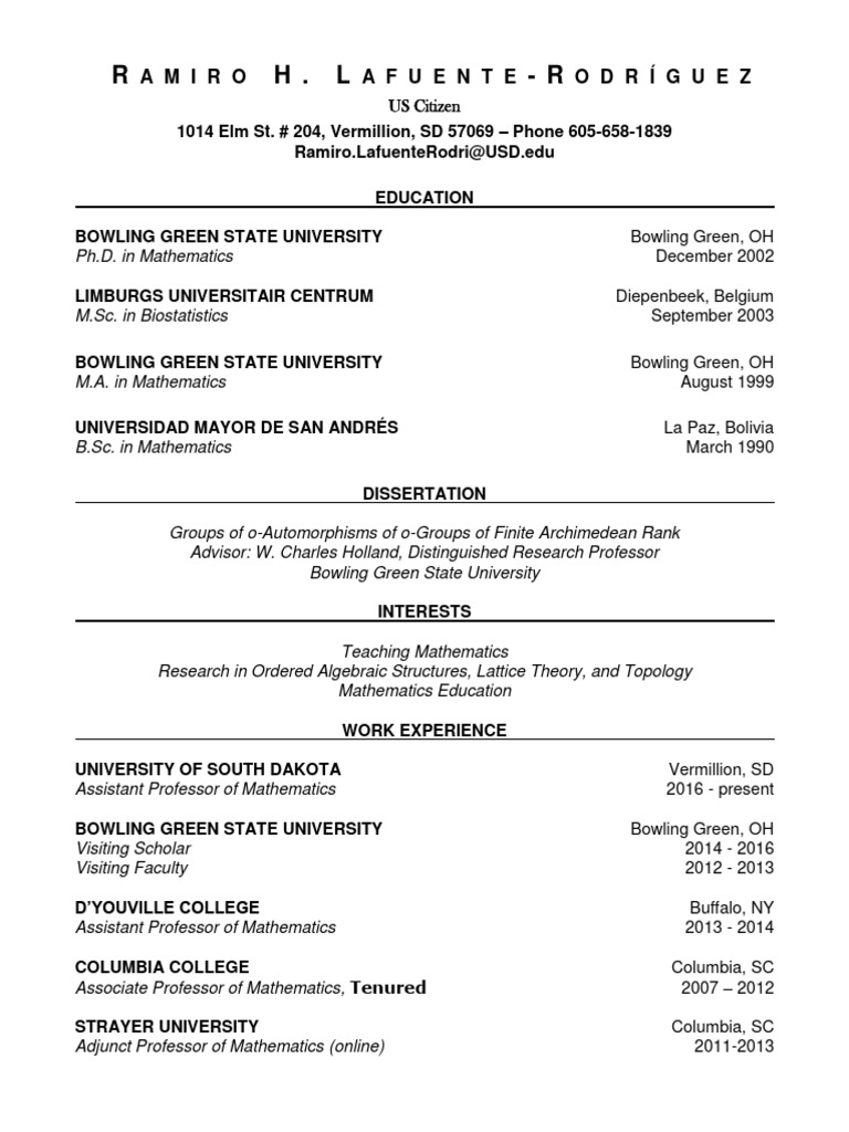 CV-Ramiro H Lafuente-Rodriguez-1 | PDF | Bolivia | Matrix (Mathematics)