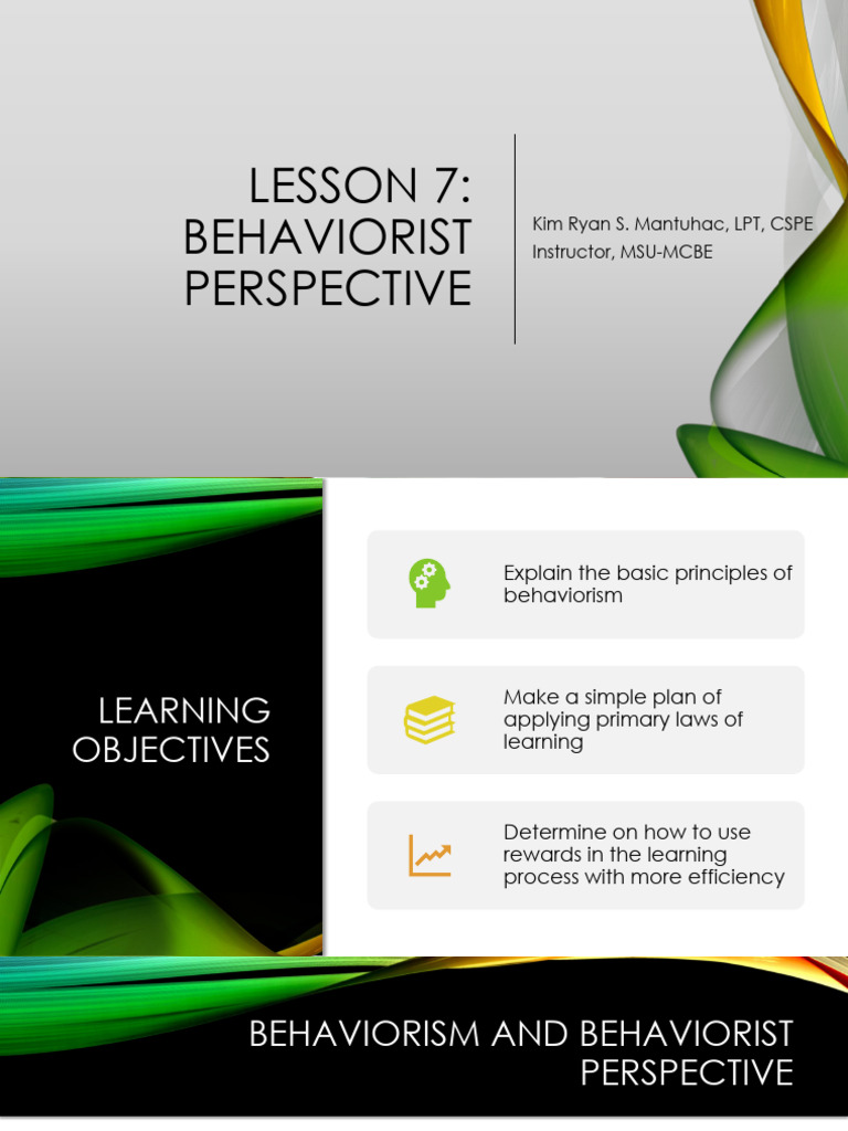 Lesson 7 Behaviorism Theory | PDF | Behaviorism | Learning