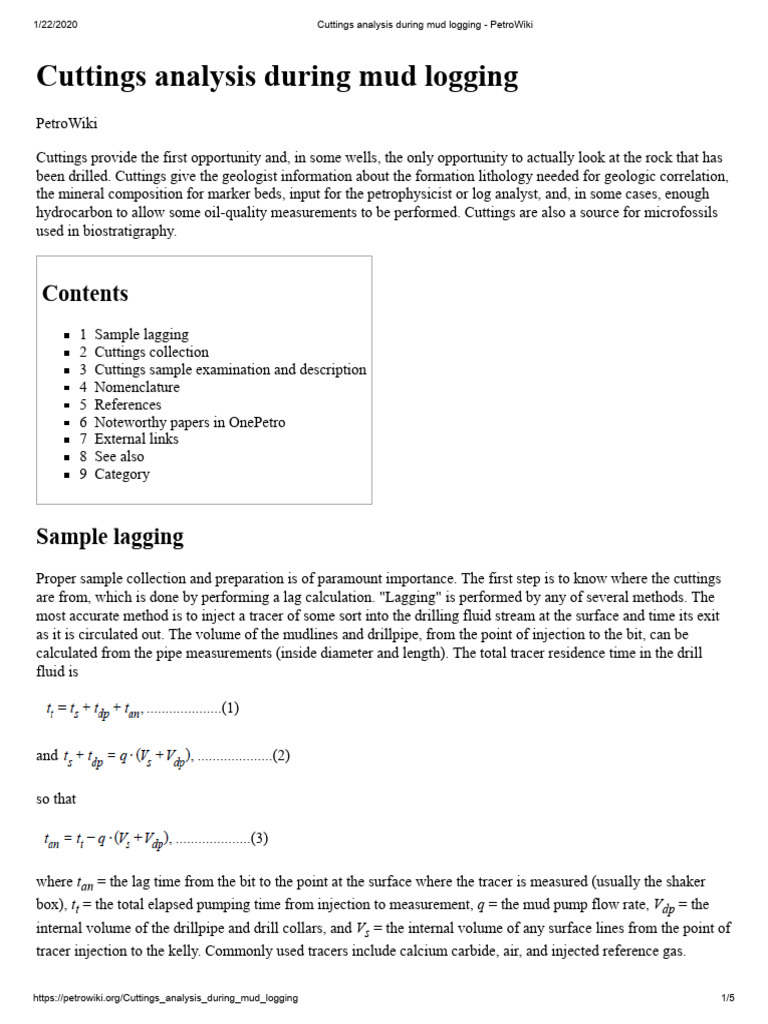 Cuttings Analysis During Mud Logging - PetroWiki | PDF | Science ...