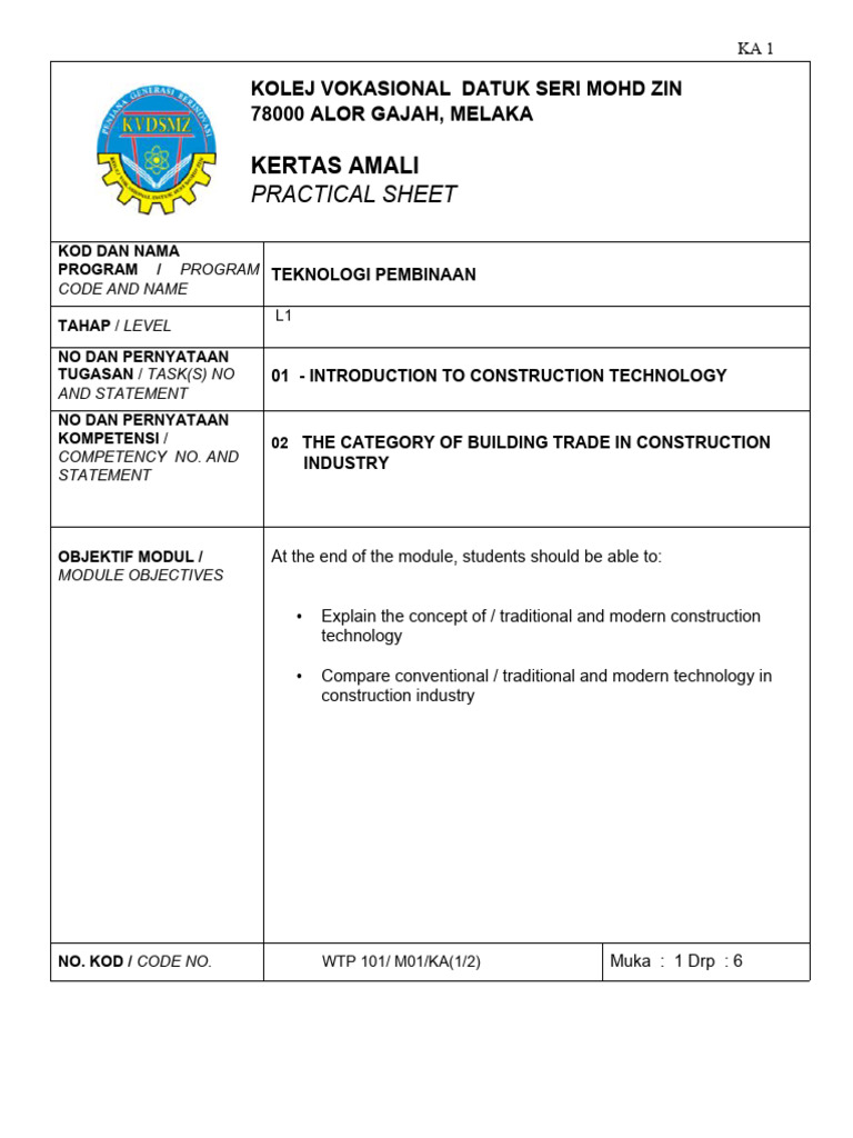 M01 KERTAS AMALI 1 K02 Category BT | PDF