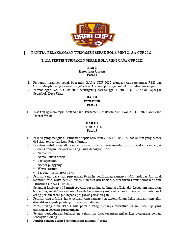 Tata Tertib Gasa Cup | PDF