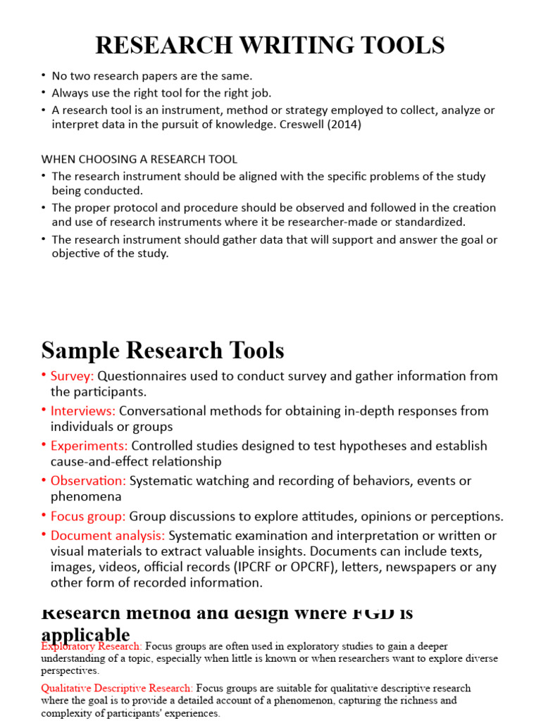 Research Writing Tools | PDF | Focus Group | Qualitative Research
