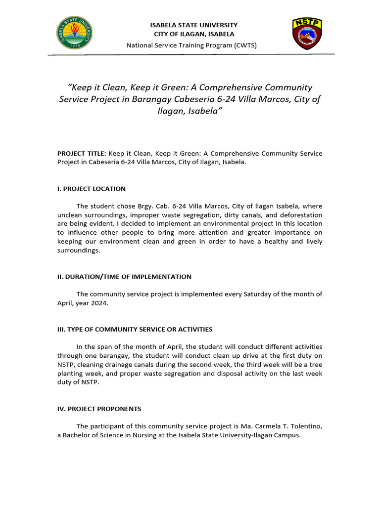 CWTS Narrative Report Sample | PDF | Community | Waste