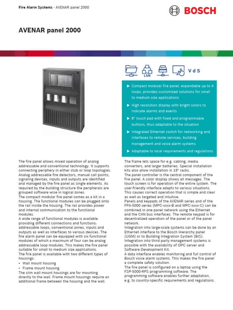 AVENAR Panel 2000 Data Sheet enUS 82034422283 | PDF | Security Alarm | Power Supply
