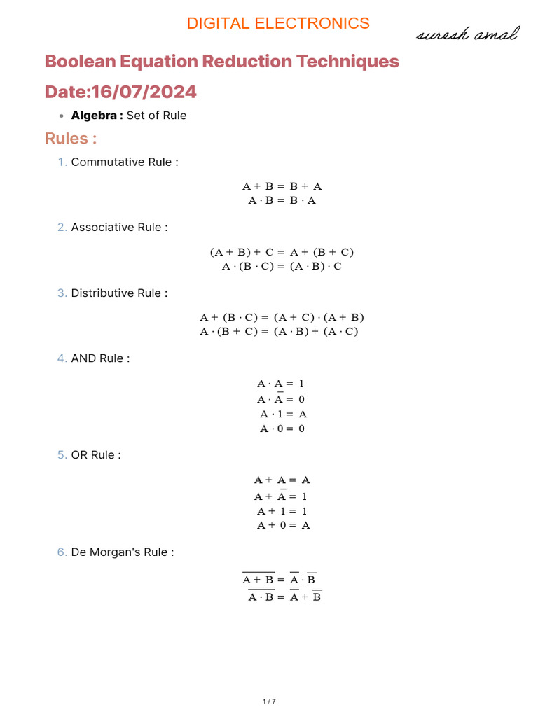 Boolean Equation Reduction Techniques 180724-1 | PDF | Mathematical Concepts | Boolean Algebra