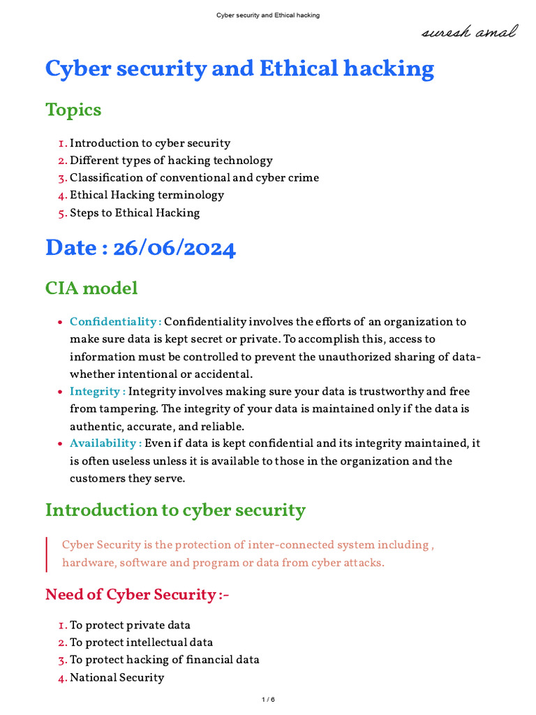Cyber Security and Ethical Hacking Guide | PDF | Security | Computer ...