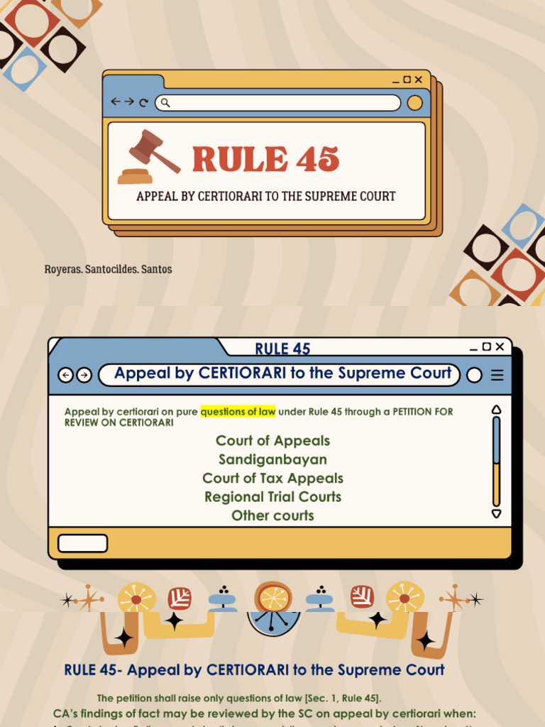 Rule 45 | PDF | Certiorari | Appeal