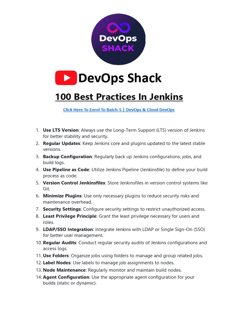 Jenkins 100 Best Practices | PDF | Version Control | Cloud Computing