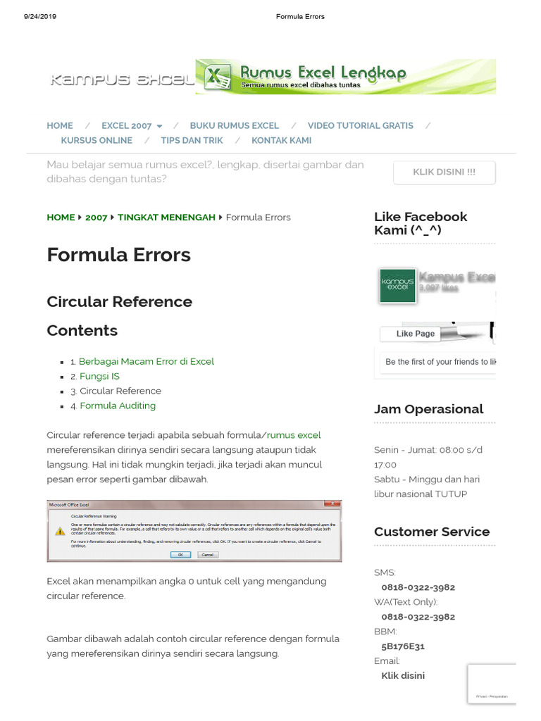 Memahami Circular Reference di Excel | PDF