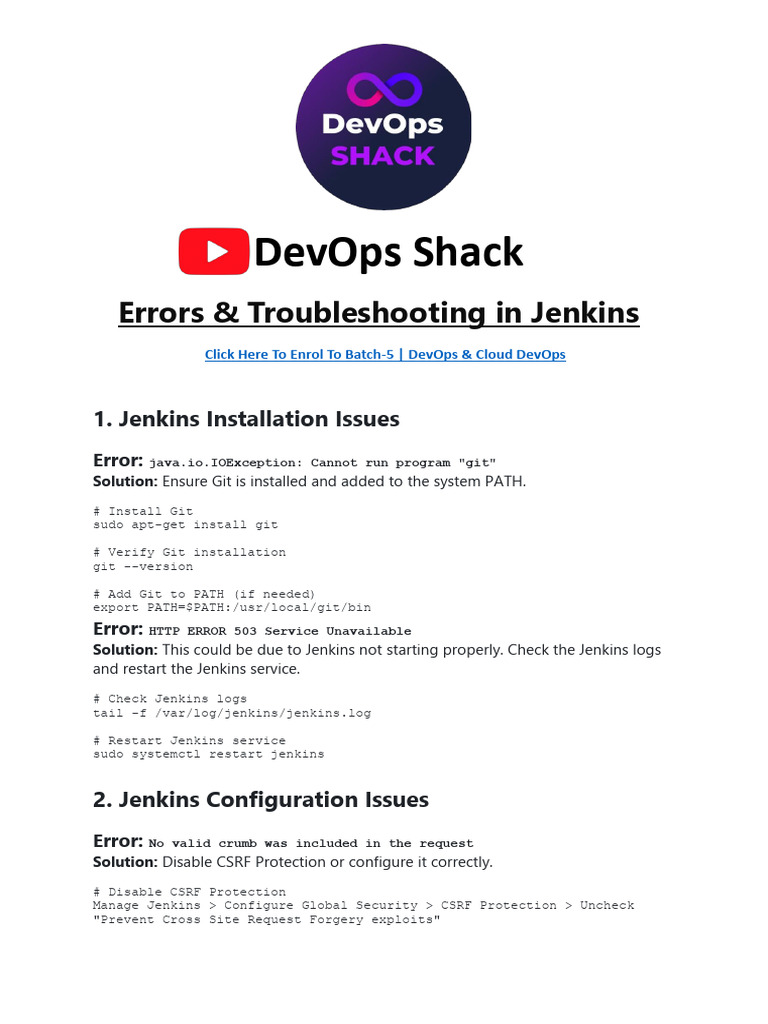 Errors & Troubleshooting in Jenkins | Download Free PDF | Version Control | Active Directory