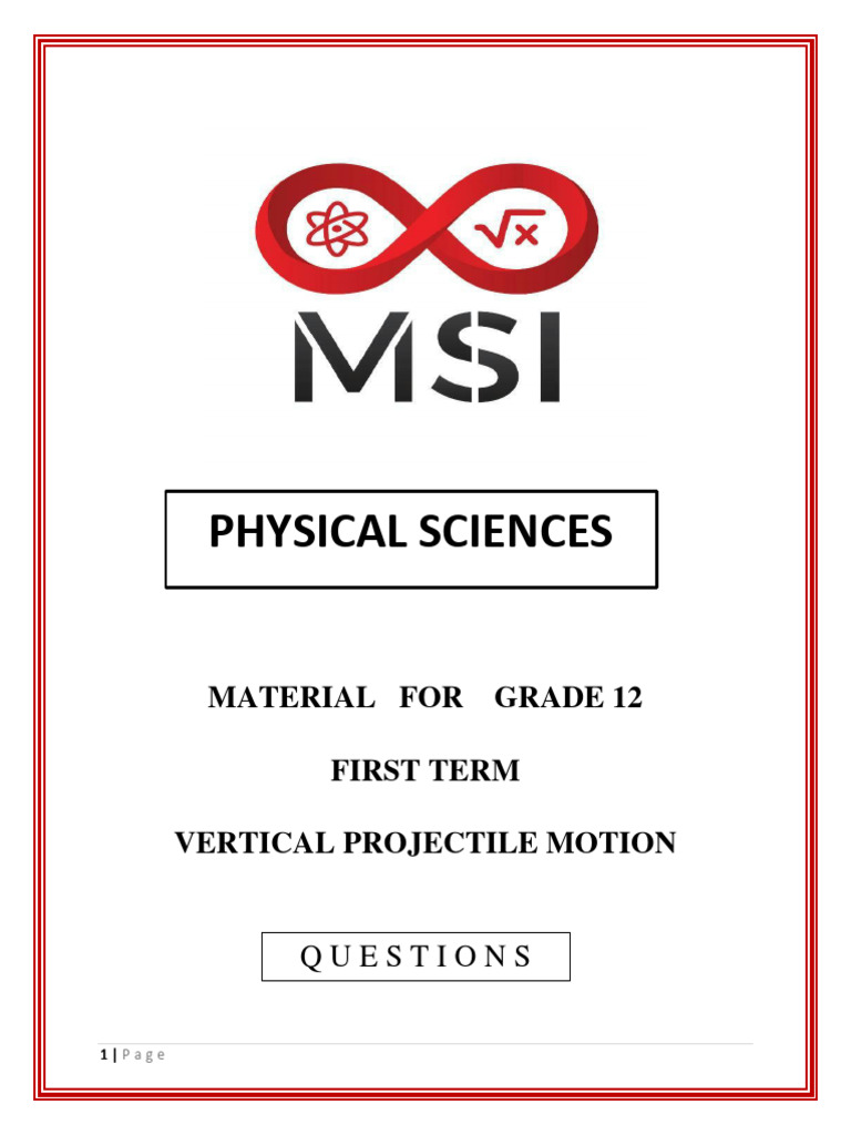 Grade-12-Physics-MSI-Vertical-Projectile-Motion-Questions | PDF