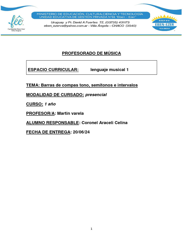 Barras de Compás y Intervalos Musicales | PDF