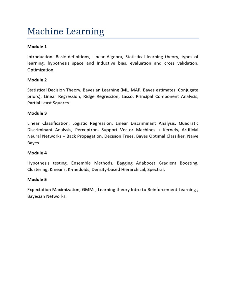 ML - Module 1 | PDF | Machine Learning | Cross Validation (Statistics)
