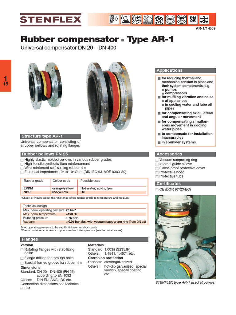 Rubber Compensator Type AR-1: Universal Compensator DN 20 - DN 400 ...