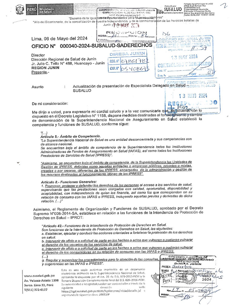 OFICIO Nº40-SUSALUD PAUS | PDF